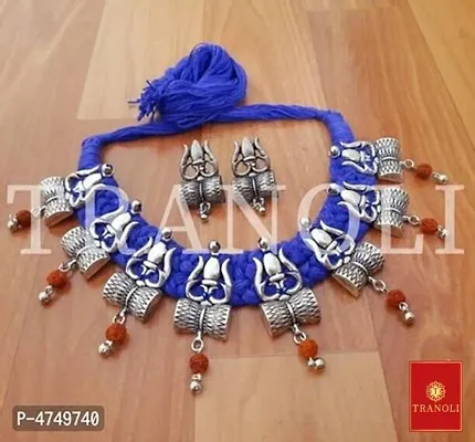 Tranoli Designer Rudraksh Handcrafted Thread Necklace Set