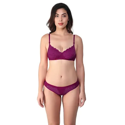 Women s Purple Embellished Bra Panty Set Size Bust 29 30 waist 28 30