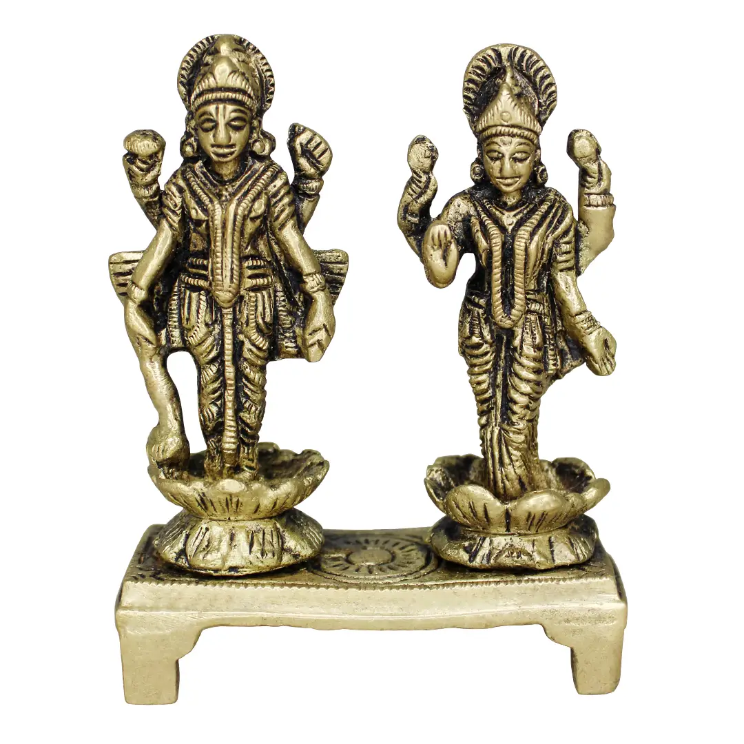 Buy Om Bharipuri Brass Vishnu Lakshmi Brass Idol Lord Vishnu Laxmi